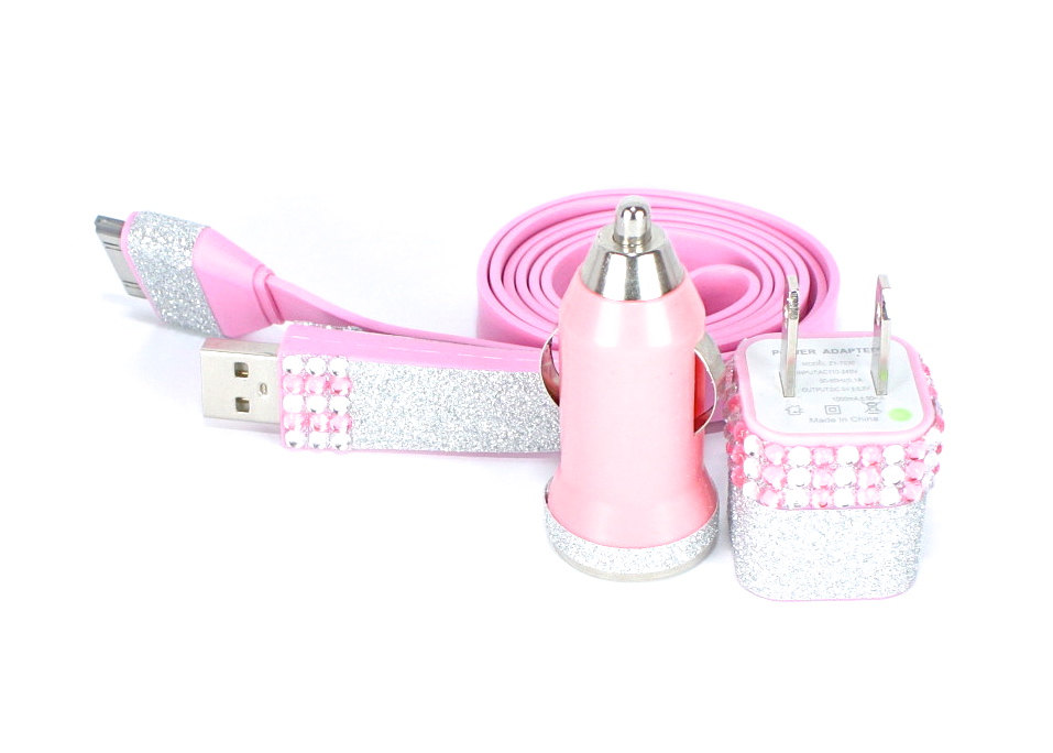 Glamour Pink Iphone Charger Set - Also Compatible With Ipod And Ipad on ...