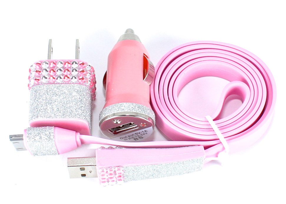 Glamour Pink Iphone Charger Set - Also Compatible With Ipod And Ipad on ...